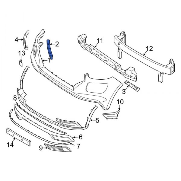 Hyundai OE 86528K2000 - Front Right Bumper Cover Reinforcement