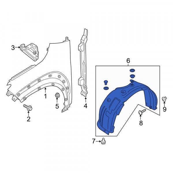 Hyundai OE 86812J9000 - Front Right Fender Splash Shield