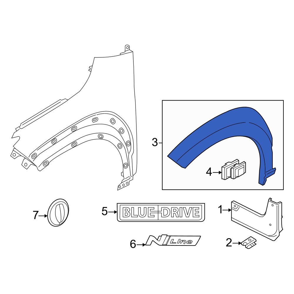 Hyundai OE 87711J9000CA - Front Left Rearward Fender Flare