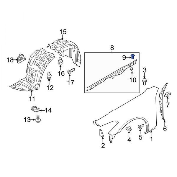 Infiniti OE 0155306451 - Fender Clip