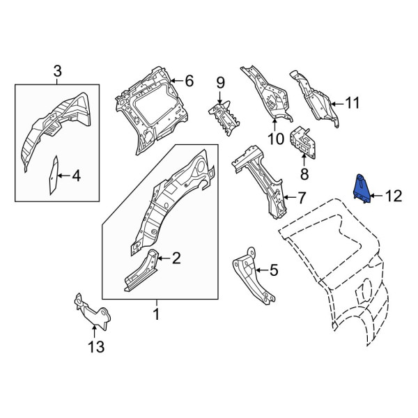 Infiniti OE K88393JAMA - Left Wheel Housing Bracket