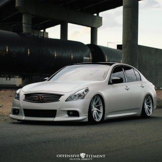 Stanced and Awesome White Infiniti G37 with Blacked Out Grille — CARiD ...