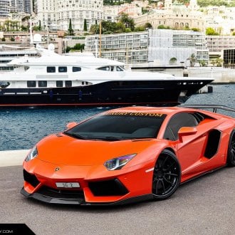 Orange Flame - Lamborghini Aventador on Black ADV1 Rims — CARiD.com Gallery