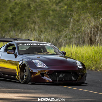 Slammed Nissan 350z with Black headlights and Bronze ACE Wheels — CARiD ...
