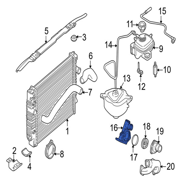 Jaguar OE AJ82217 - Lower Engine Coolant Thermostat Housing