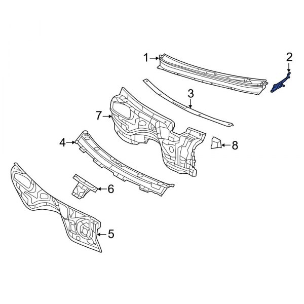 Jeep OE 55112952AC - Front Right Cowl Grille Panel