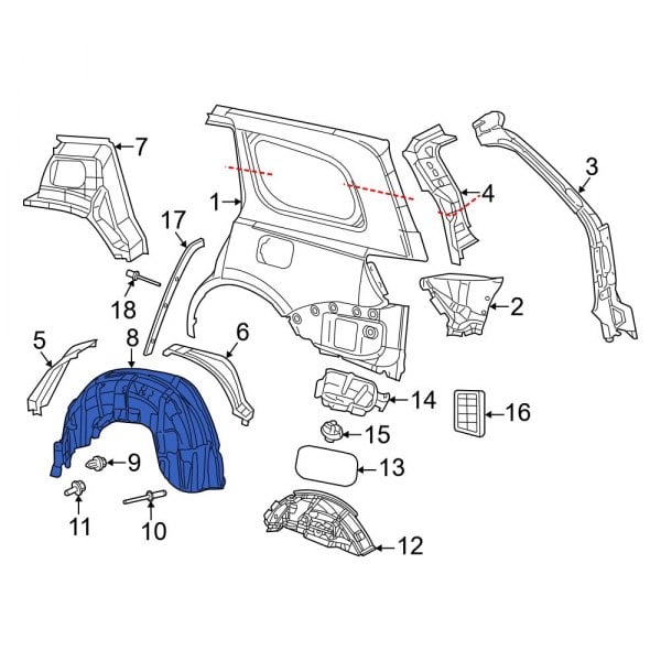 Jeep OE 68367480AC - Rear Right Quarter Panel Splash Shield