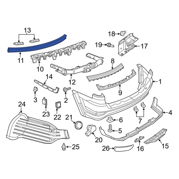Jeep OE 52124606AF - Rear Bumper Impact Bar