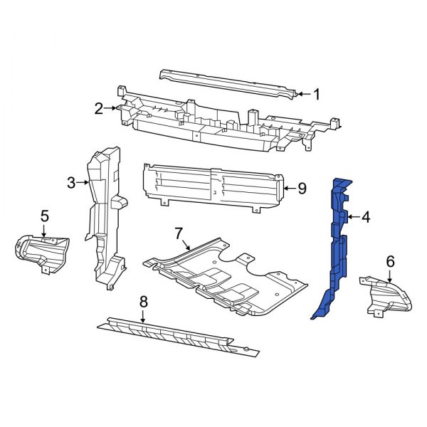 Jeep OE 68286909AA - Front Left Radiator Support Air Deflector