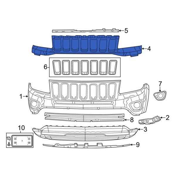 Jeep OE 68213198AB - Front Bumper Cover Spacer Panel