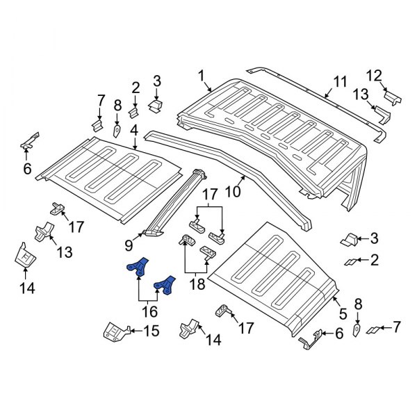 Jeep OE 68368567AE - Rear Convertible Top Push Rod Pivot Lever