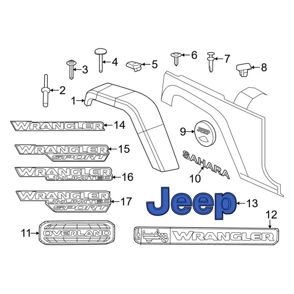 Jeep OE 68526739AA - Front Fender Emblem
