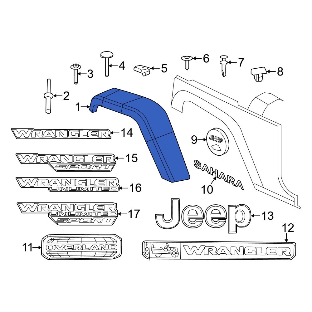 Jeep OE 6CE78RXFAE - Rear Right Fender Flare