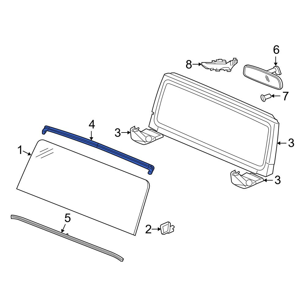 Jeep OE 68271695AI - Front Upper Windshield Frame Weatherstrip Seal
