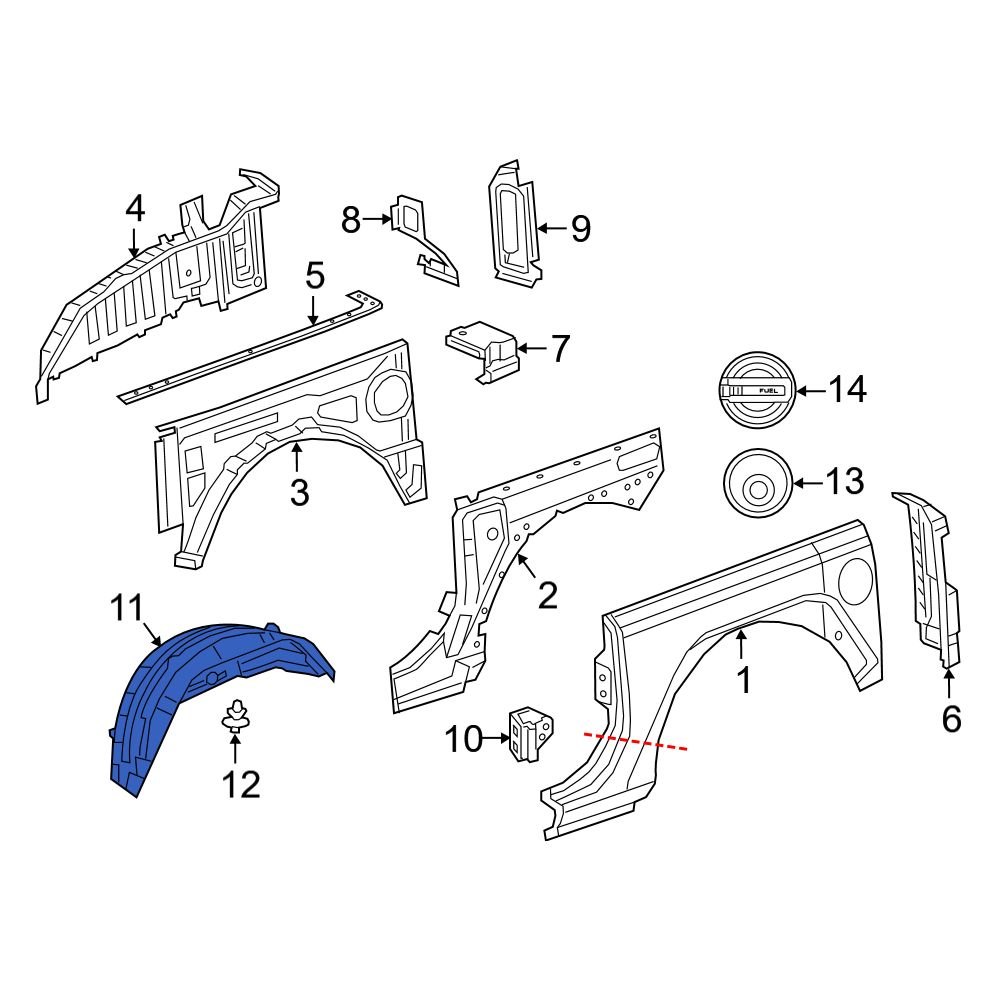 Jeep OE 68270816AD - Rear Right Quarter Panel Splash Shield
