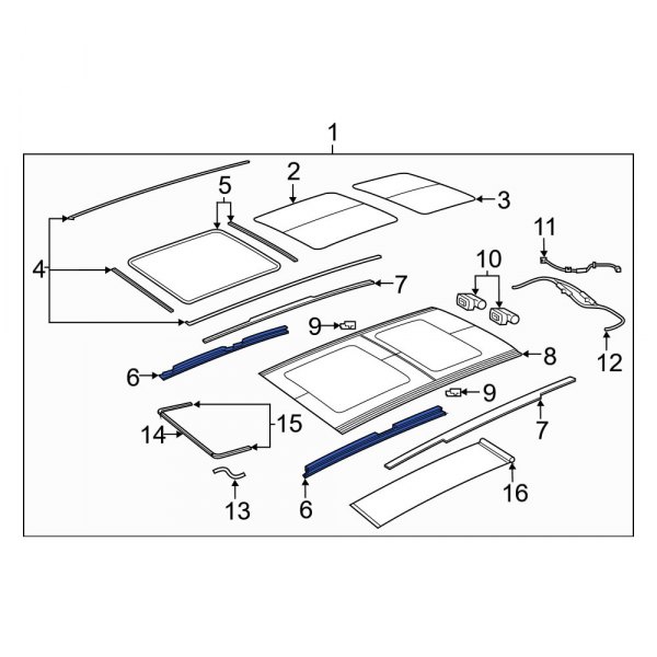 Jeep OE 68404336AA - Right Sunroof Guide Rail