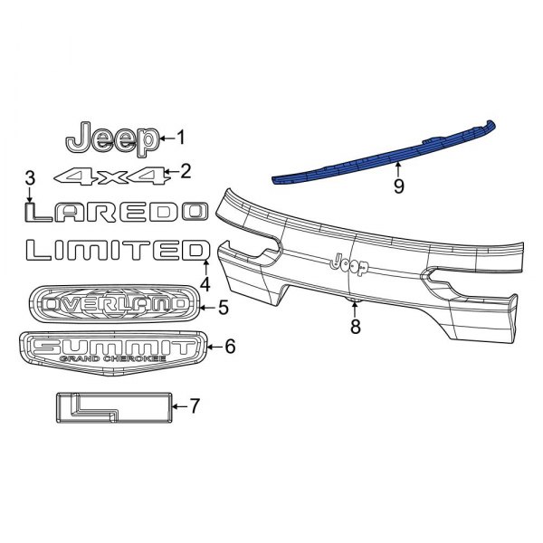 Jeep OE 68544004AA - Rear Liftgate Finish Panel Trim Plate