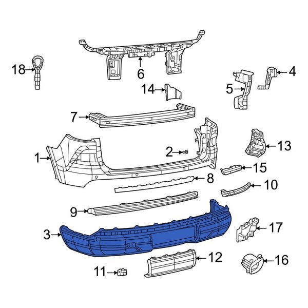 Jeep OE 68585421AA - Rear Lower Bumper Cover