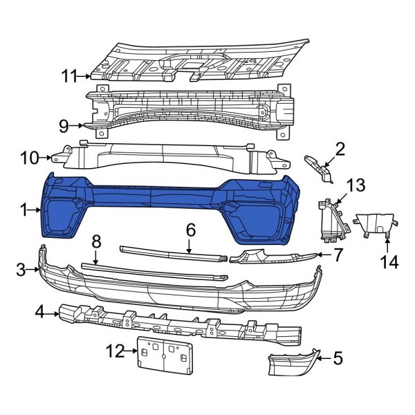 Jeep OE 68575114AA - Front Upper Bumper Cover