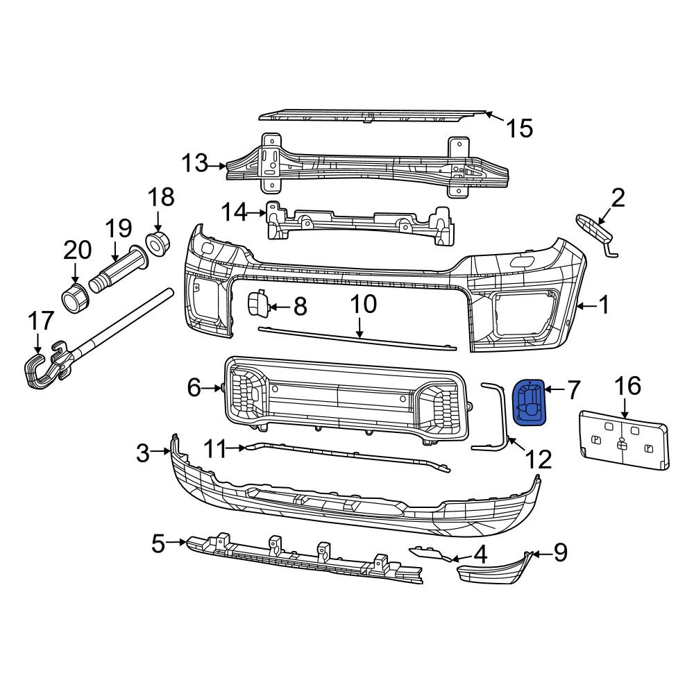 Jeep OE 7FB11GXHAB - Front Bumper Cover Spacer Panel
