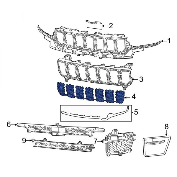 Jeep OE 68472207AB - Front Left Grille