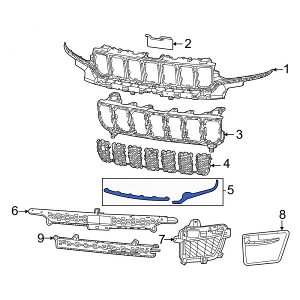 Jeep OE 6YX91SZ0AA - Front Left Grille Molding