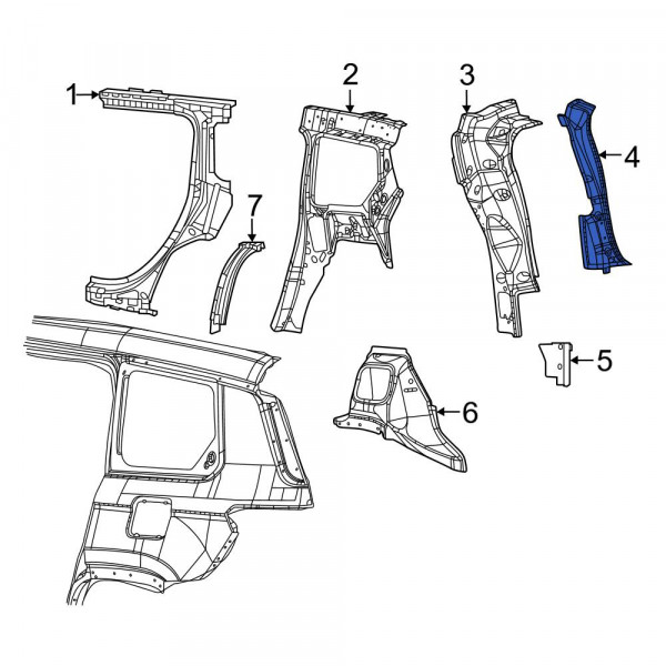 Jeep OE 68361004AA - Rear Right Body D-Pillar Reinforcement
