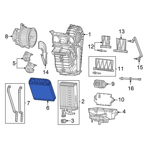 Jeep OE 68565832AA - Rear HVAC Heater Core