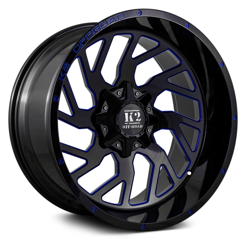 K2 OFFROAD® K12 SHOCK WAVE Wheels - Gloss Black with Blue Milled ...