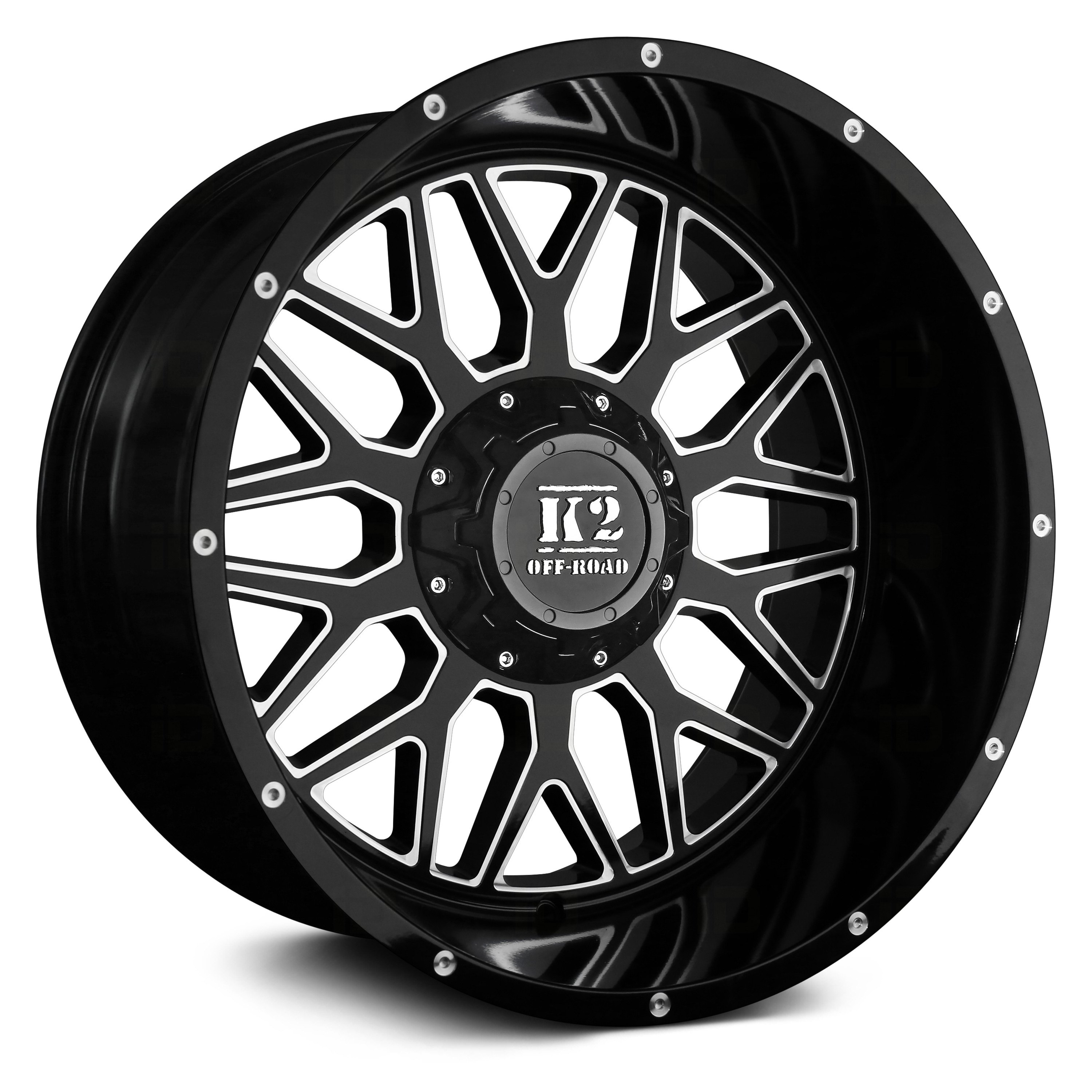 K2 OFFROAD® K08 WARRIOR Wheels - Gloss Black with Milled Accents Rims