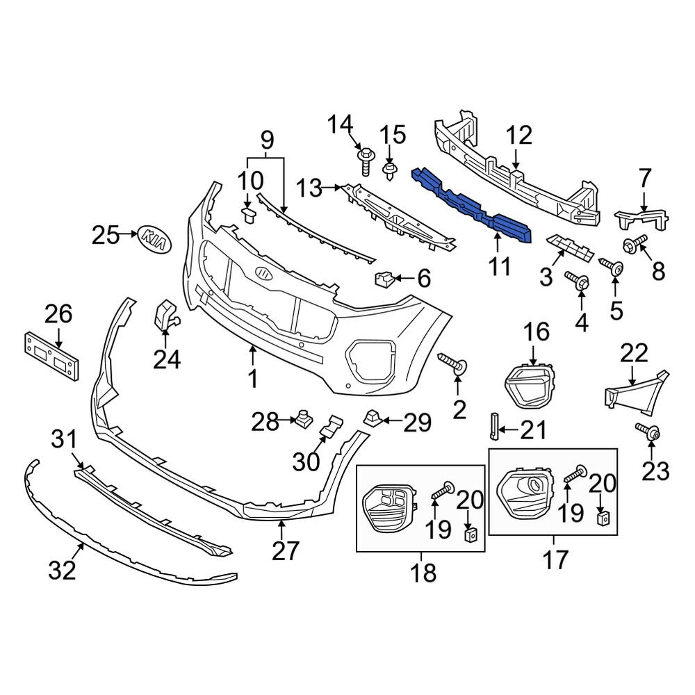 Kia OE 86520D9010 - Front Bumper Impact Absorber