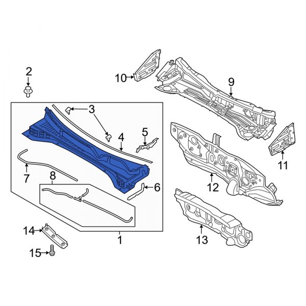 Kia OE 86150D9000 - Cowl Grille Panel