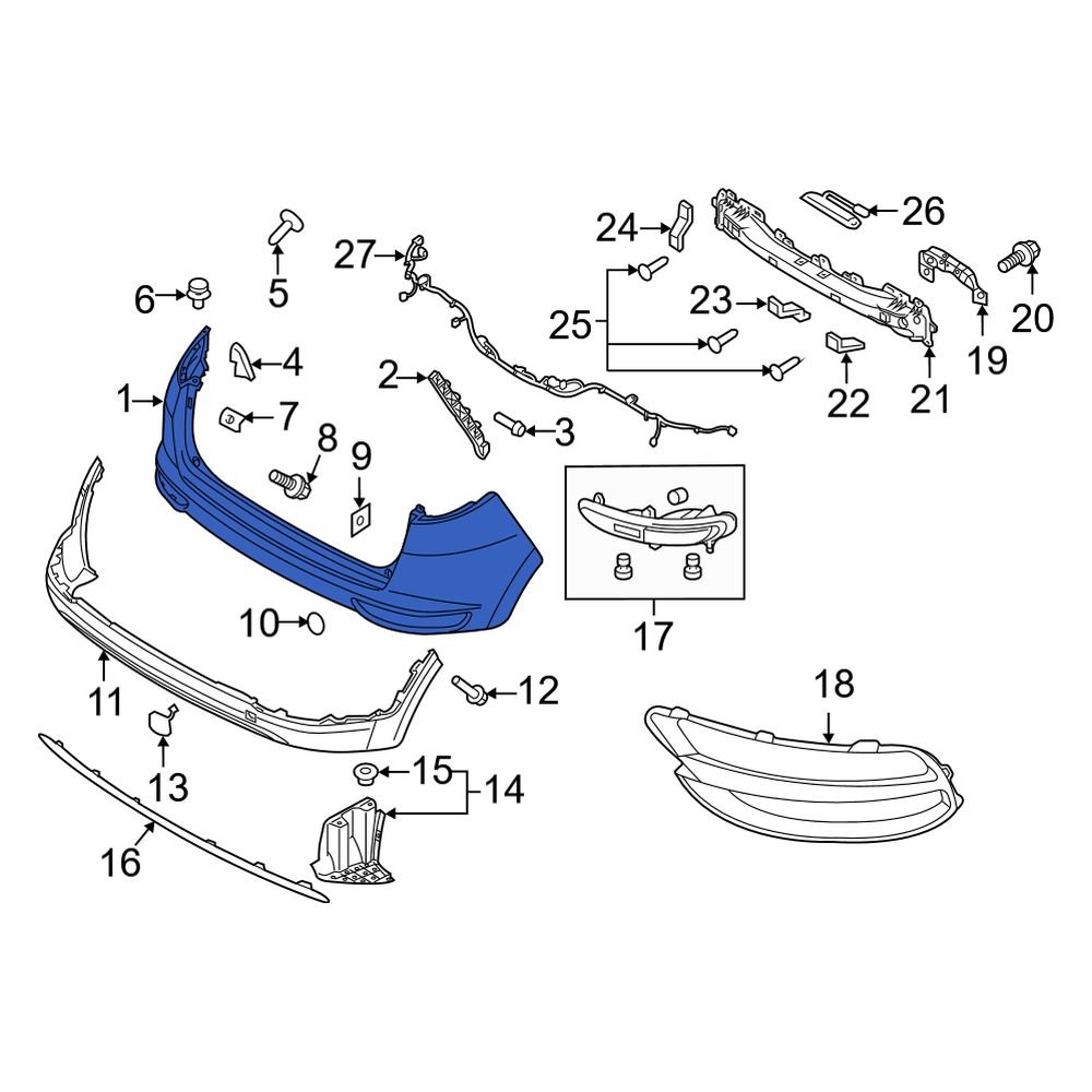 Kia OE 86611D9500 - Rear Bumper Cover