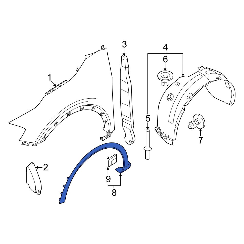 Kia OE 87712DW000 - Front Right Wheel Arch Molding