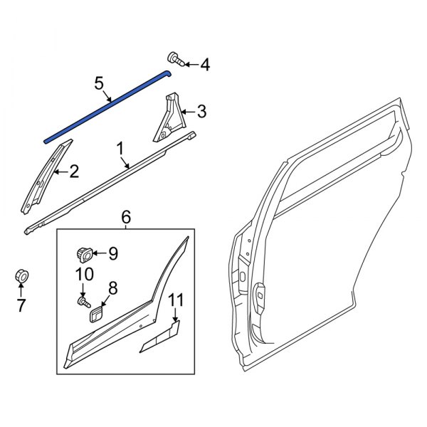 Kia OE 82850P1000 - Front Left Door Reveal Molding