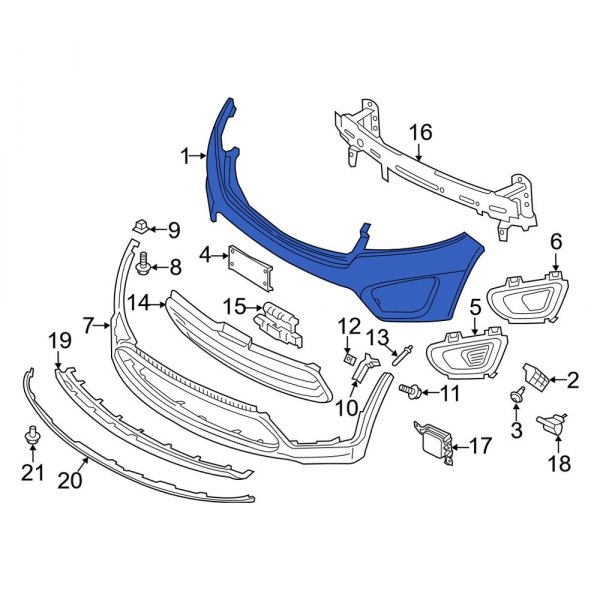 Kia OE 86511C6000 - Front Upper Bumper Cover