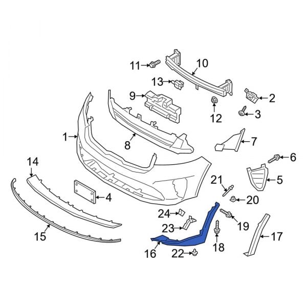 Kia OE 86586C6500 - Front Right Bumper Trim