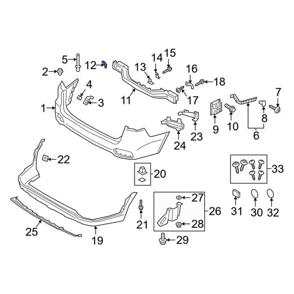 Kia OE 86633C6800 - Rear Upper Bumper Impact Bar Bracket