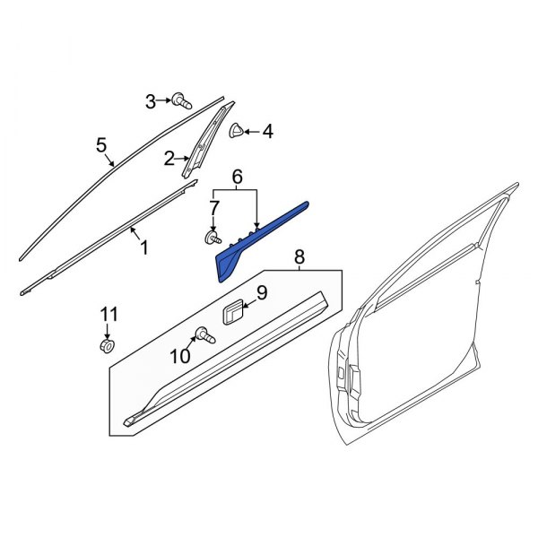 Kia OE 877G1P2000 - Front Left Upper Door Molding