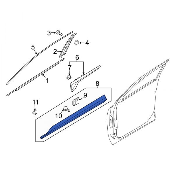 Kia OE 87722P2000 - Front Right Door Molding