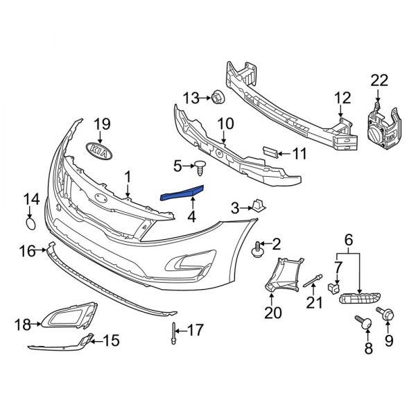Kia OE 865842T500 - Front Right Bumper Cover Reinforcement