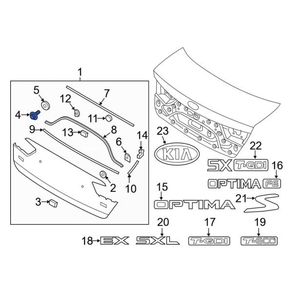 Kia OE 873822W000 - Deck Lid Finish Panel Clip