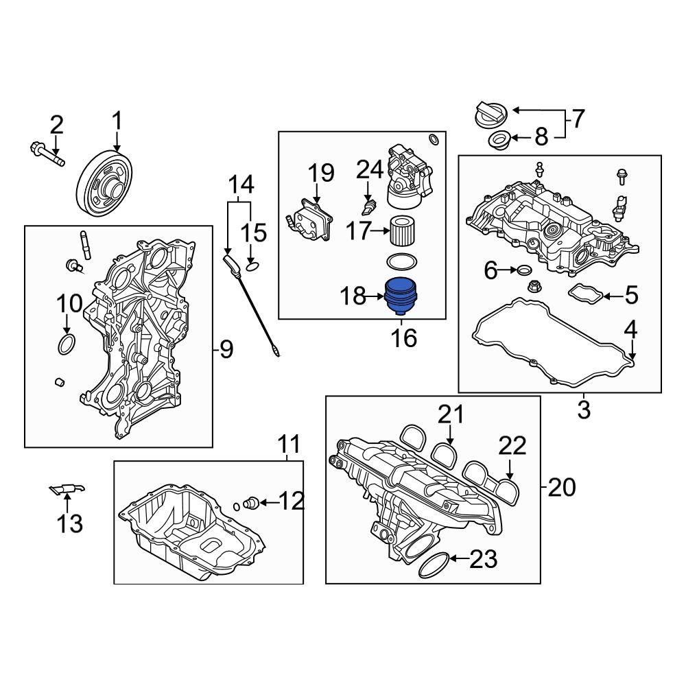 Kia OE 263152M000 - Engine Oil Filter Housing Cover