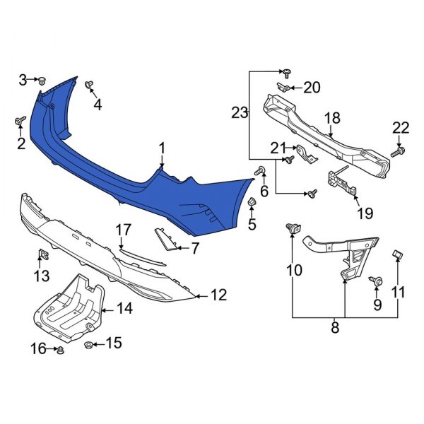 Kia OE 86610L3000 - Rear Upper Bumper Cover