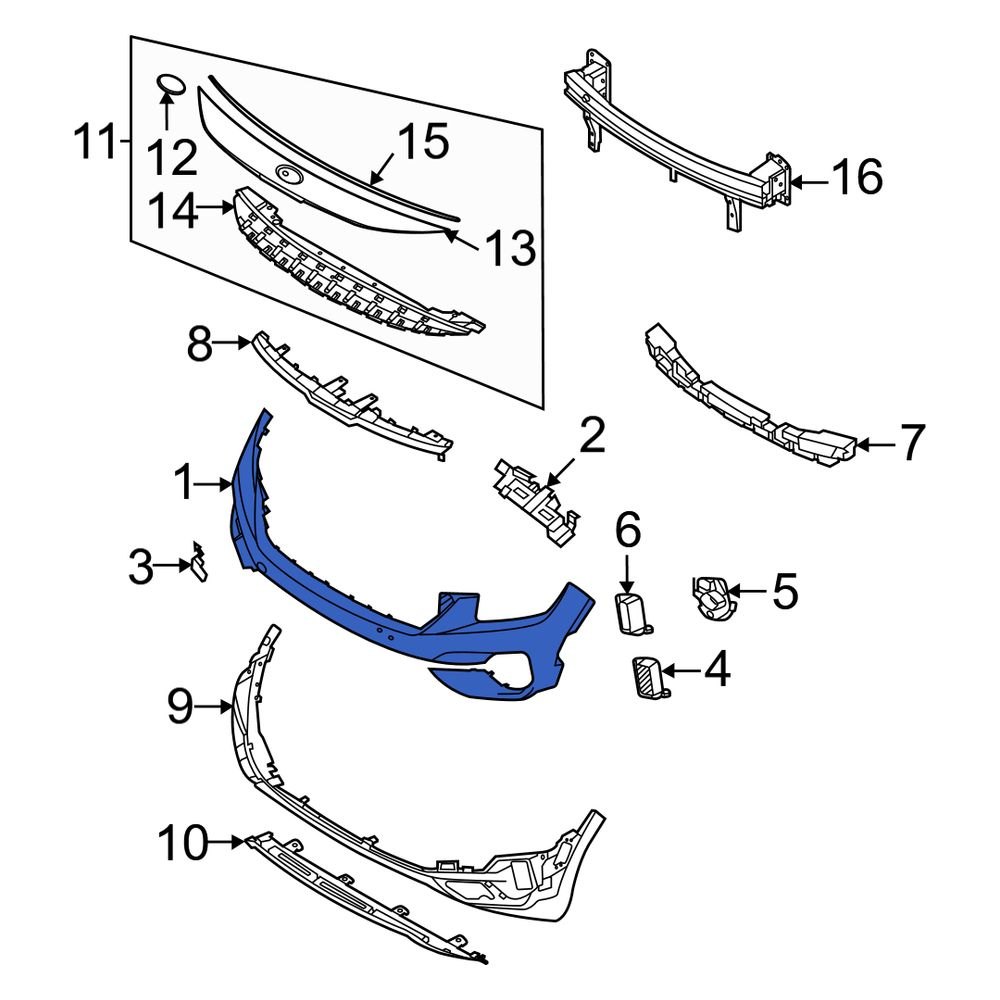 Kia OE 86511Q5300 - Front Upper Bumper Cover