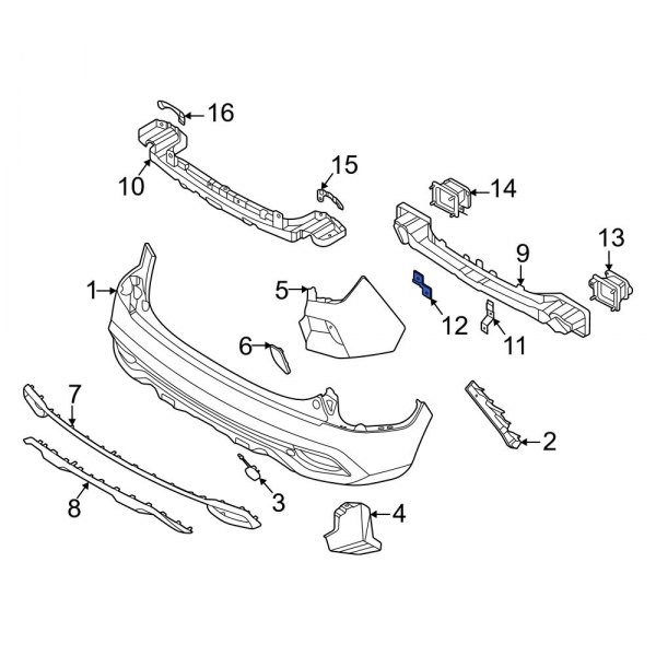 Kia OE 86637Q5000 - Rear Lower Bumper Impact Bar Bracket
