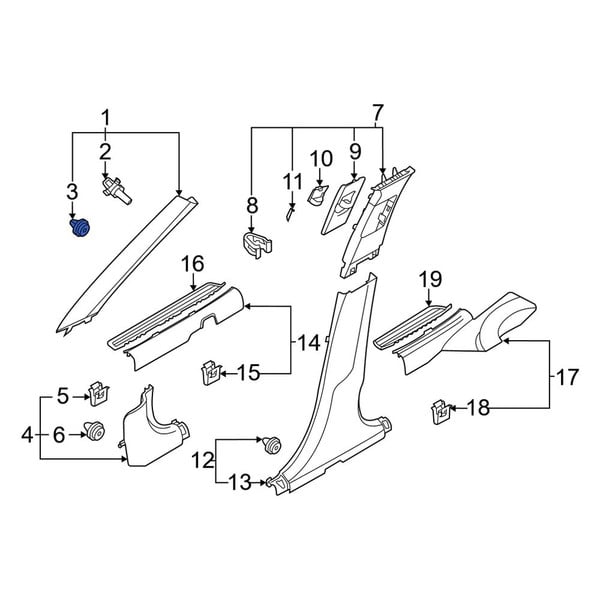 Kia OE 861792V010 - Outer Body A-Pillar Trim Panel Clip