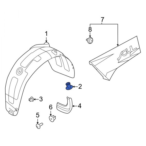 Kia OE 84219C2000 - Quarter Panel Splash Shield Clip