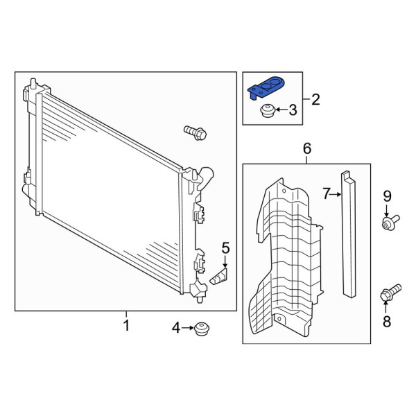 Kia OE 253333X100 - Right Radiator Mount Bracket