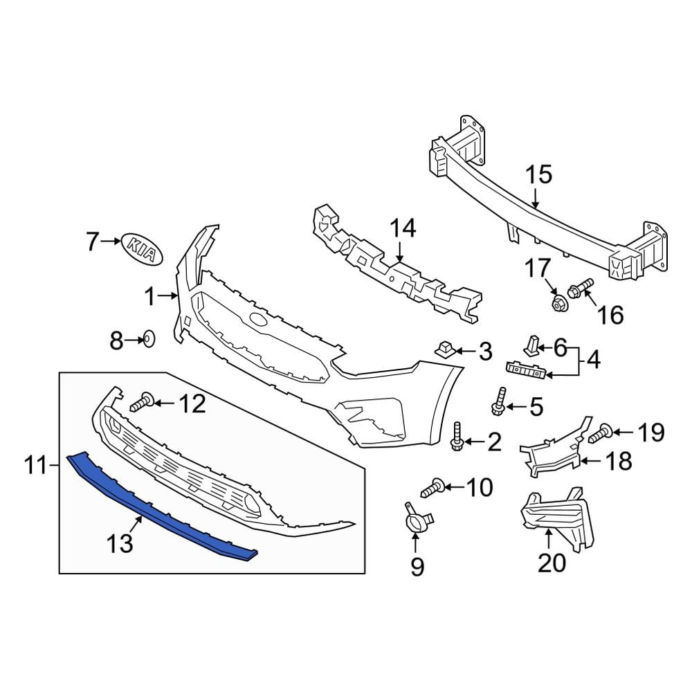 Kia OE 86591M7000 Front Bumper Trim